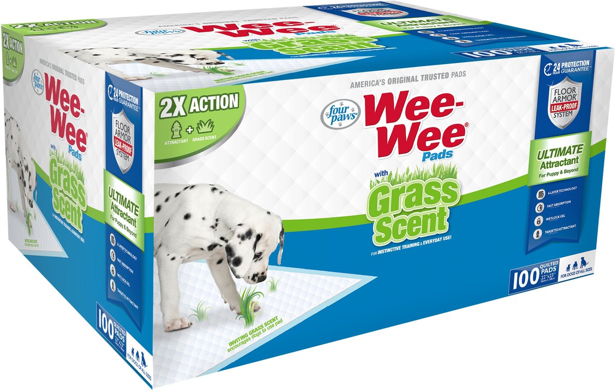 Four Paws Wee-Wee Ultimate Attractant Dog Pee Pads, 22 x 23-in, Grass ...