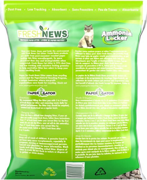 FRESH NEWS Unscented Non-Clumping Paper Cat Litter, 12-lb bag, bundle ...