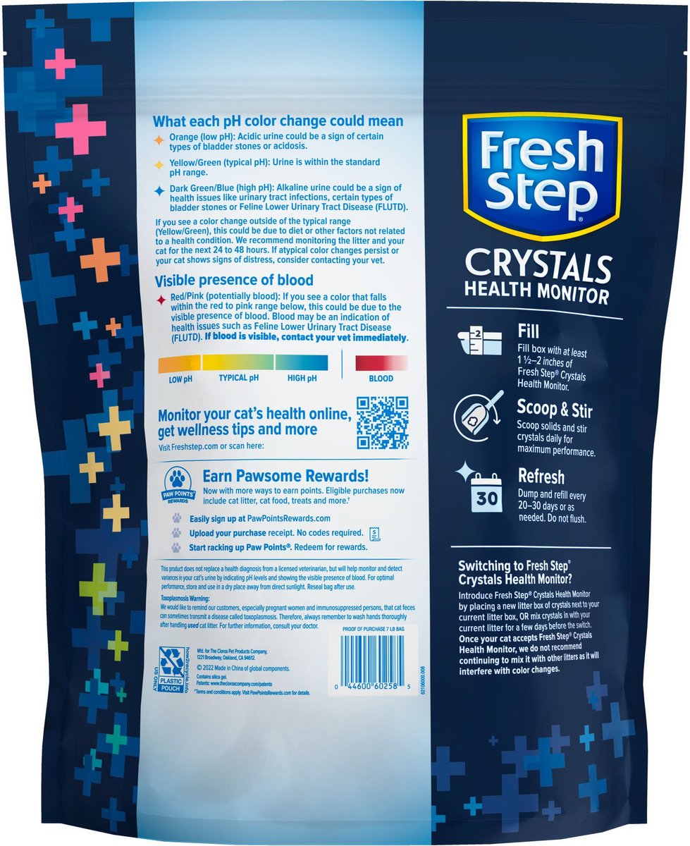 FRESH STEP Crystals Health Monitor Unscented Cat Litter, 7-lb - Chewy.com
