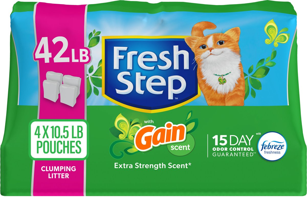 FRESH STEP Febreze Freshness Gain Scented Clumping Clay Cat Litter, 42 ...