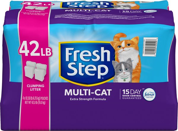 FRESH STEP Multi-Cat Extra Strength Scented Clumping Cat Litter, 42-lb ...