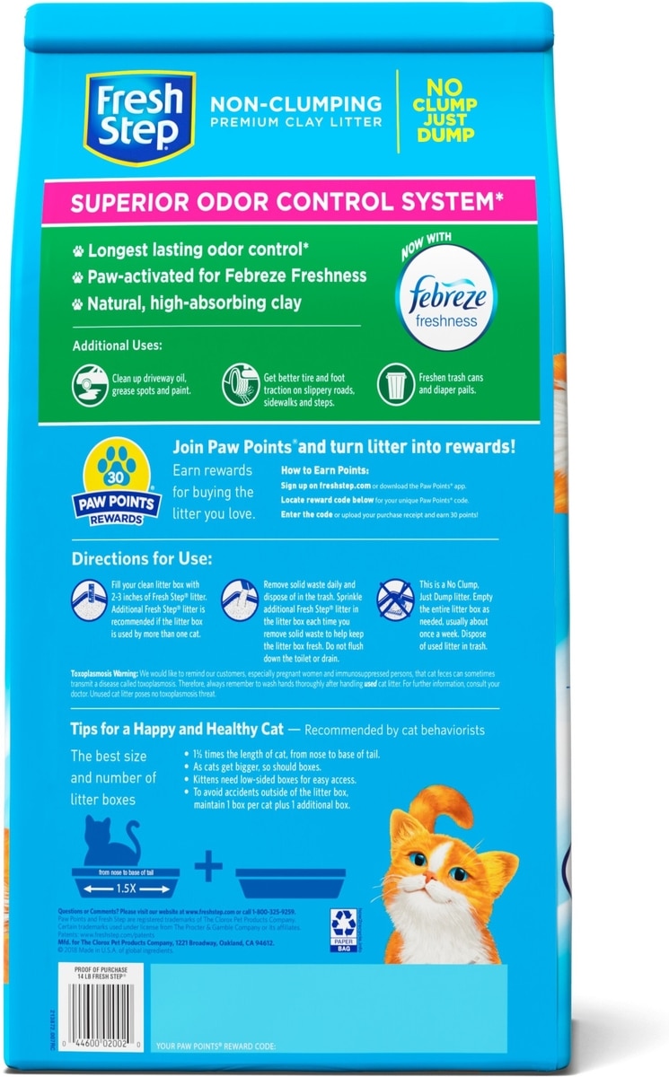 FRESH STEP Premium Febreze Freshness Scented Multi-Cat Non-Clumping ...