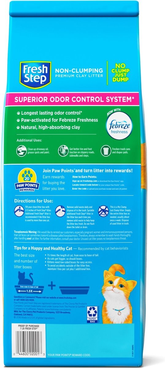 FRESH STEP Premium Scented Non-Clumping Cat Litter, 7-lb bag - Chewy.com
