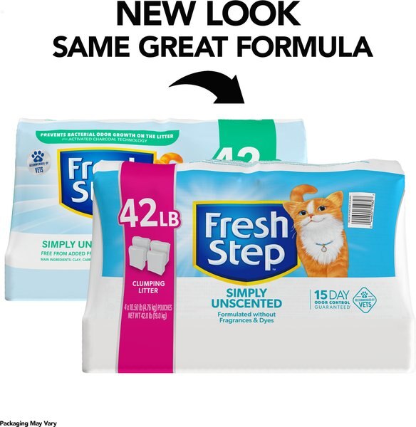 FRESH STEP Simply Unscented Clumping Clay Cat Litter, 10.5-lb bag, pack ...