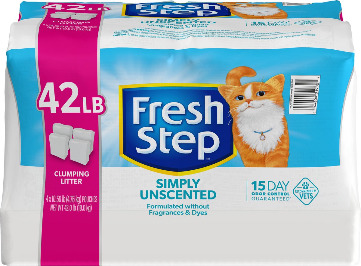 FRESH STEP Simply Unscented Clumping Clay Cat Litter, 10.5-lb bag, pack ...