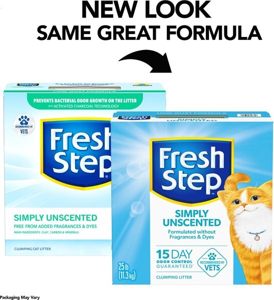 FRESH STEP Simply Unscented Clumping Clay Cat Litter, 25-lb box - Chewy.com