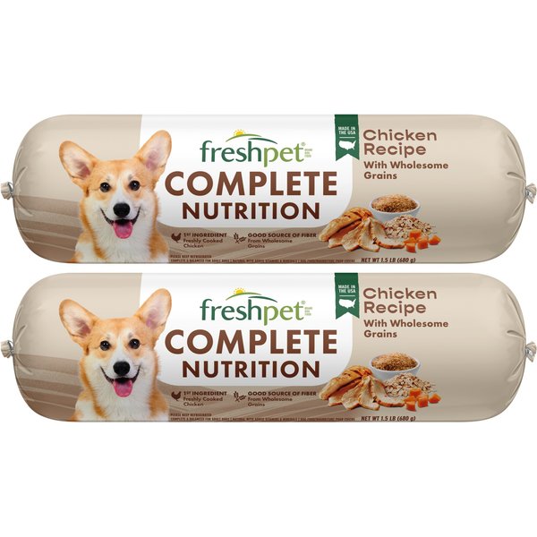 FRESHPET Complete Nutrition Chicken Recipe Fresh Dog Food, 1.5-lb roll ...