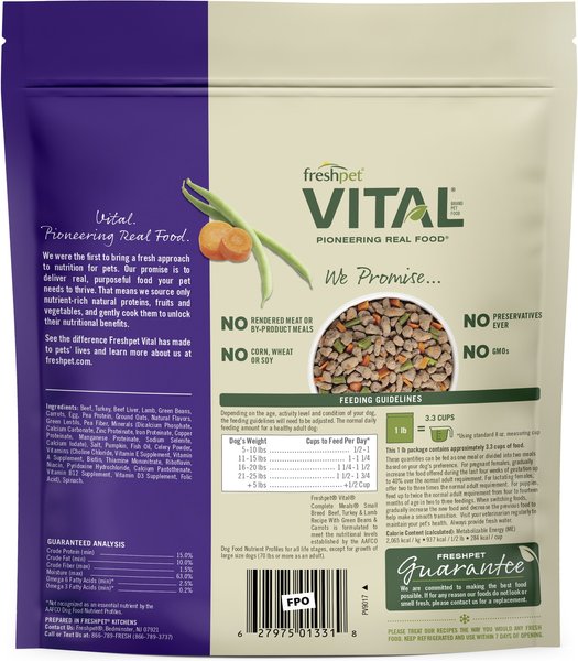 FRESHPET Healthy & Natural Small Breed Non-GMO Beef, Turkey & Lamb ...