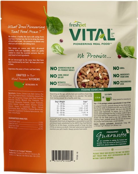 FRESHPET Vital Chicken, Beef, Salmon & Egg Recipe Grain-Free Fresh Dog ...