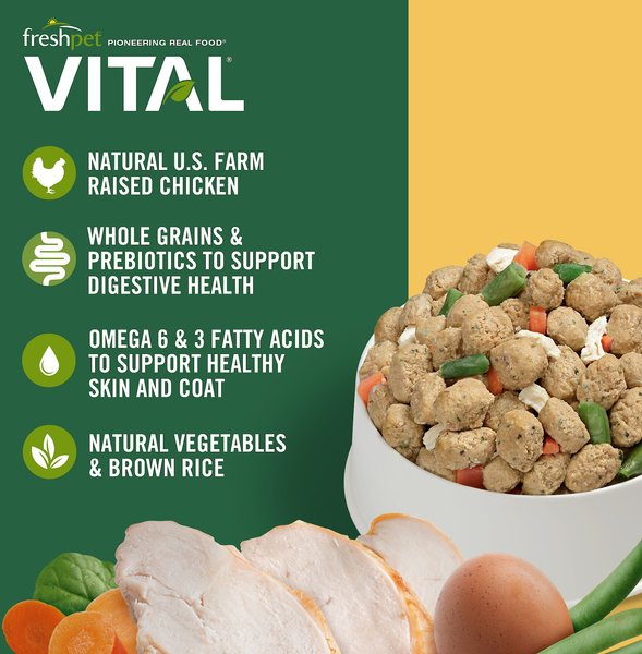 FRESHPET Vital Chicken Recipe Fresh Dog Food, 1.75-lb bag, case of 4 ...