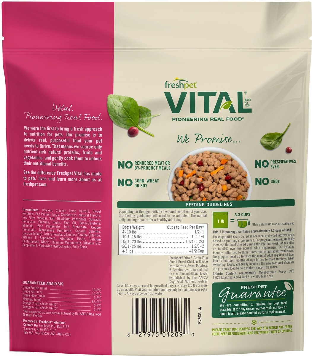 FRESHPET Vital Chicken Recipe Grain-Free Small Breed Fresh Dog Food, 1 ...