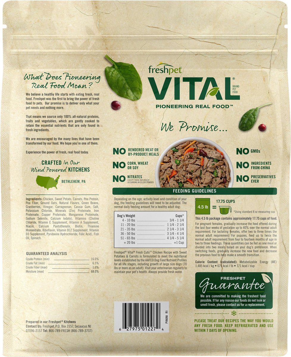 FRESHPET Vital Fresh Cuts Chicken Recipe Fresh Dog Food, 4.5-lb bag ...