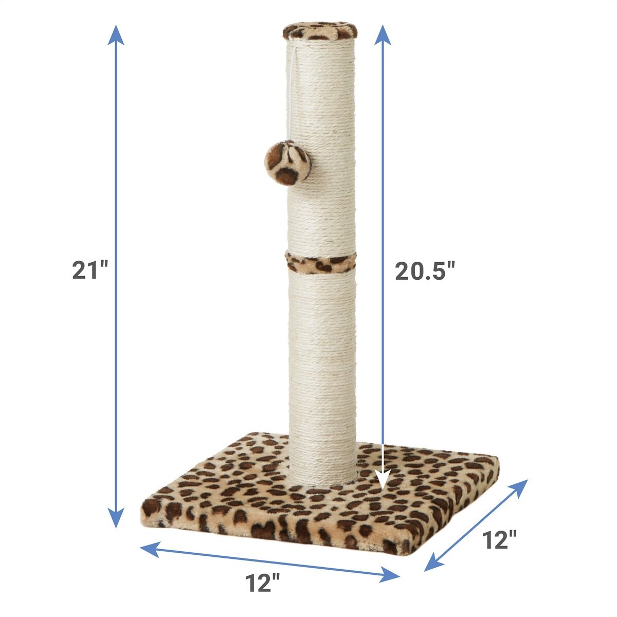 FRISCO 21-in Sisal Cat Scratching Post with Toy, Cheetah, 1 count ...