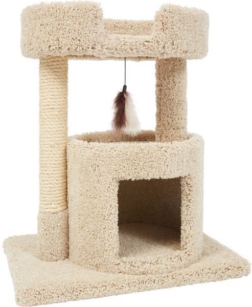 FRISCO 27-in Real Carpet Cat Tree with Condo & Oval Perch, Beige ...