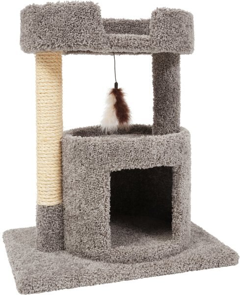FRISCO 27-in Real Carpet Cat Tree with Condo & Oval Perch, Gray - Chewy.com