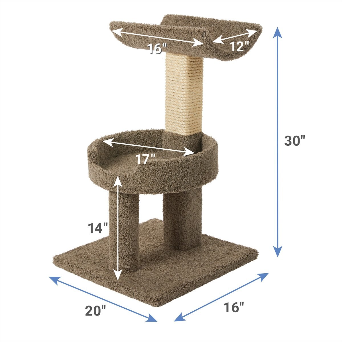 FRISCO 30-in Real Carpet Solid Wood Cat Tree, Gray - Chewy.com