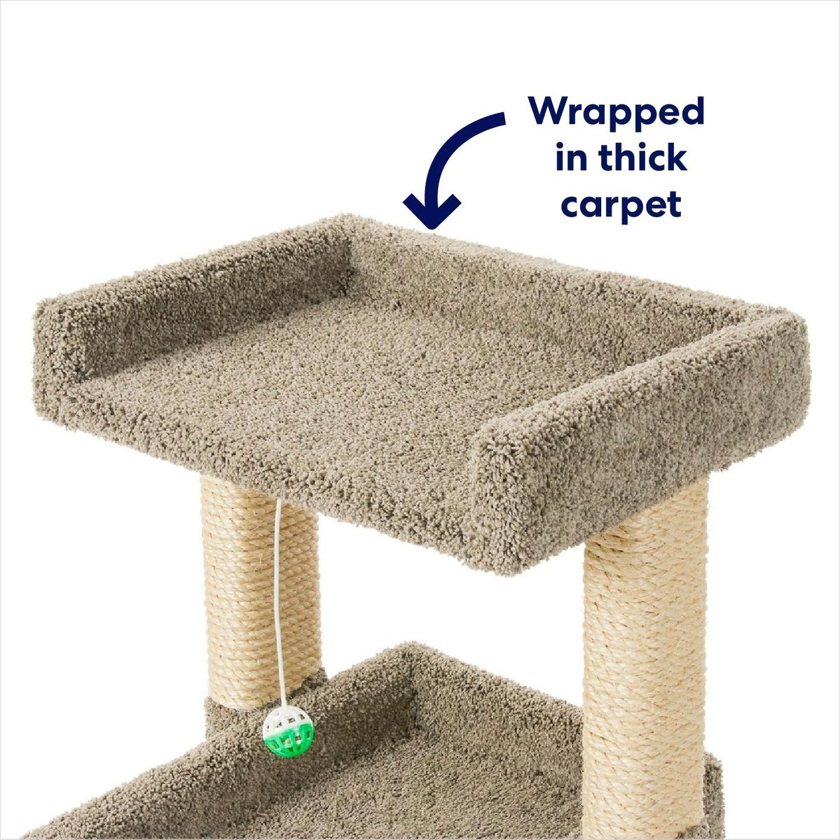 FRISCO 32-in Real Carpet Solid Wood Cat Tree with Toy, Gray - Chewy.com