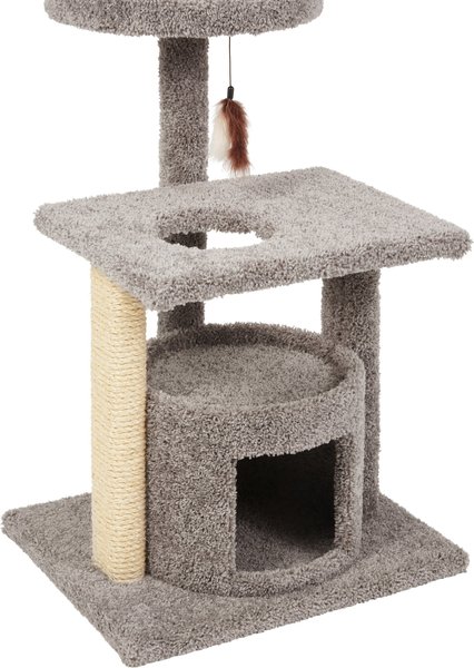 FRISCO 37-in Real Carpet Cat Tree with Condo, Grey - Chewy.com