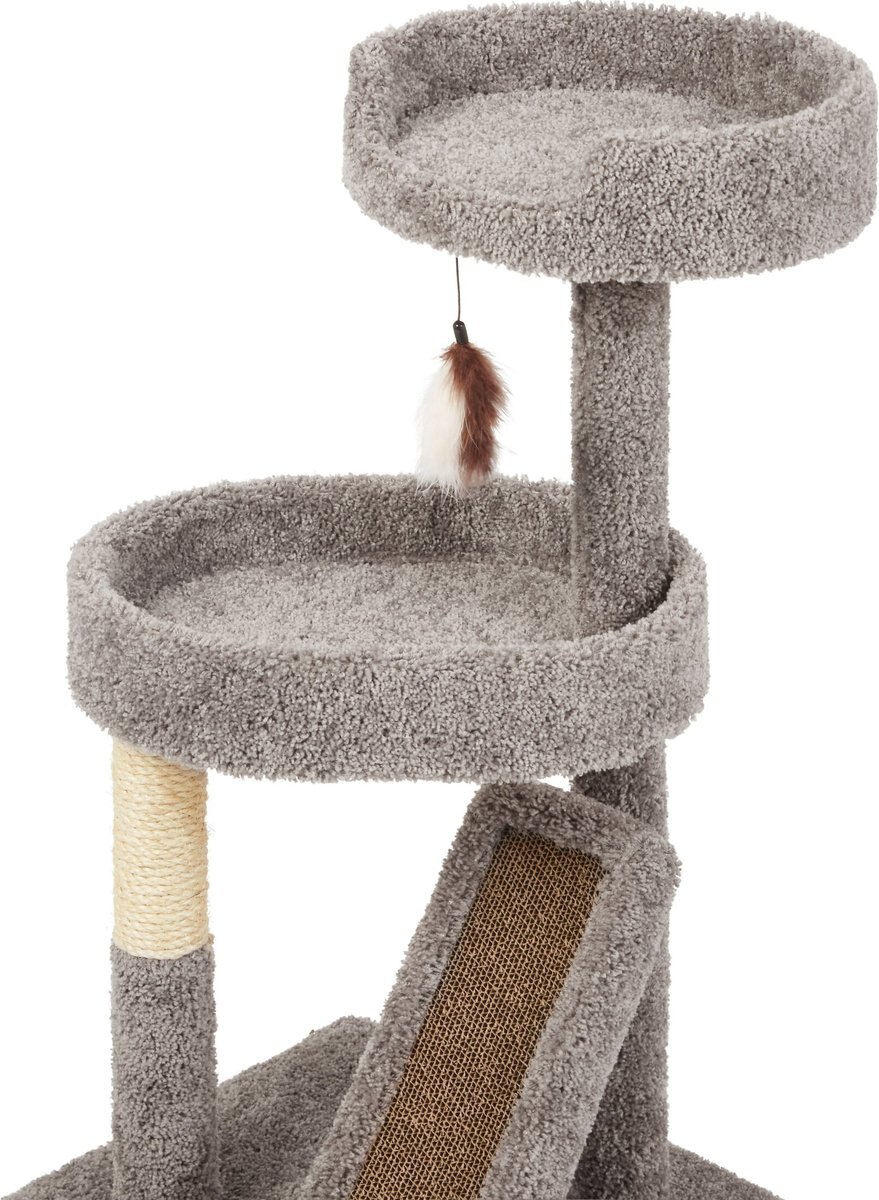 FRISCO 44-in Real Carpet Cat Tree with Replaceable Corrugate Scratcher ...