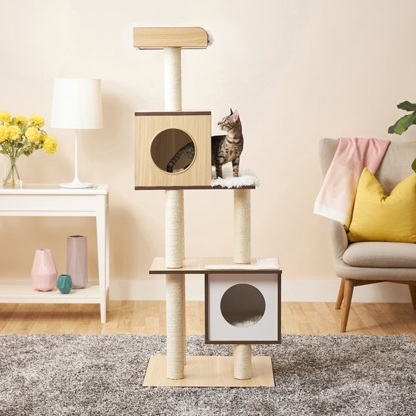 FRISCO 62-in Modern Cat Tree & Condo, Natural - Chewy.com
