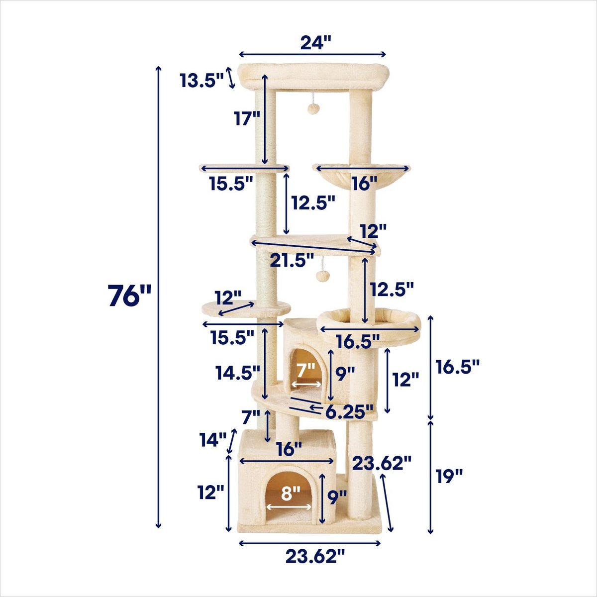 FRISCO 76-in XXL Heavy Duty Cat Tree, Cream - Chewy.com