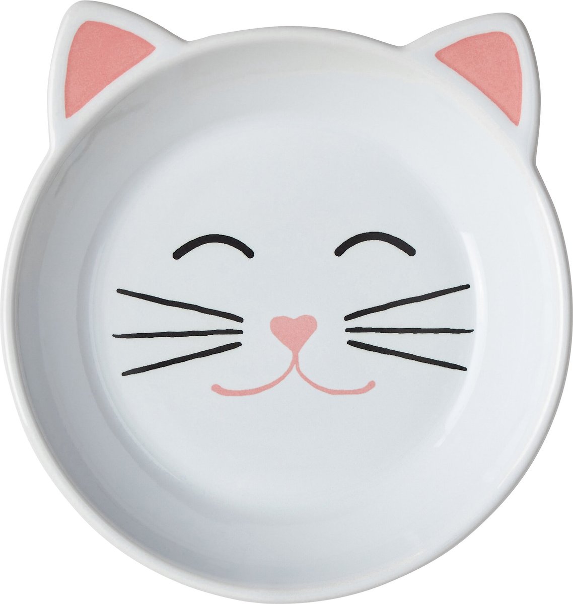 FRISCO Cat Face Non-skid Ceramic Cat Dish, White, X-Small: 0.5 cup, 1 ...