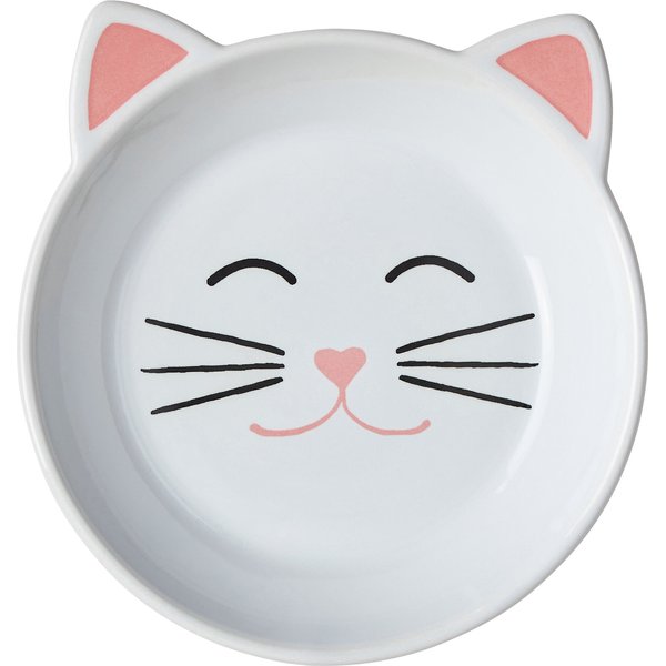 FRISCO Cat Face Non-skid Ceramic Cat Dish, Blue, 0.50 Cup, 2 count ...