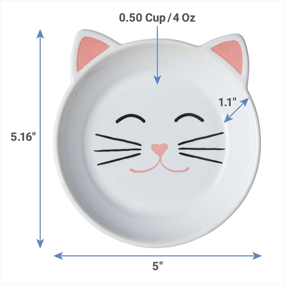 Discontinued - FRISCO Cat Face Non-skid Ceramic Cat Dish, White, 0.5 ...
