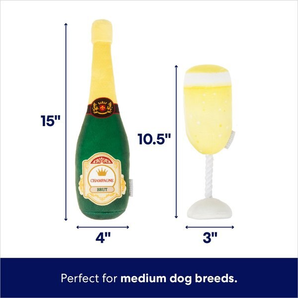 FRISCO Champagne & Flute Plush Squeaky Dog Toy, Medium, 2 count - Chewy.com