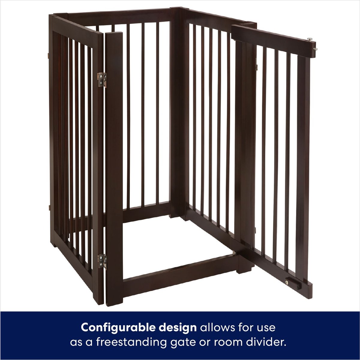 FRISCO Deluxe Configurable 4-Panel Wood Dog Gate, 36-in, Mahogany ...