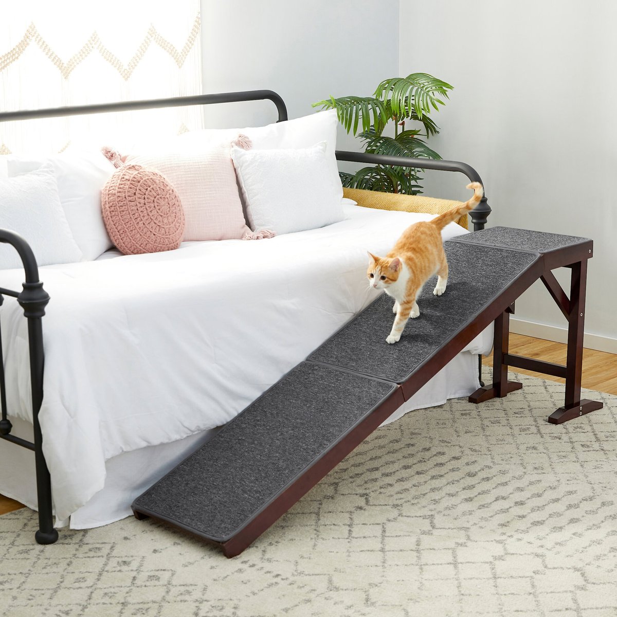 FRISCO Deluxe Wooden Carpeted Cat & Dog Ramp, Brown - Chewy.com