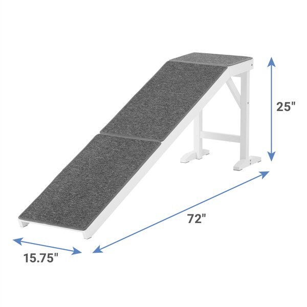 FRISCO Deluxe Wooden Carpeted Cat & Dog Ramp, White - Chewy.com