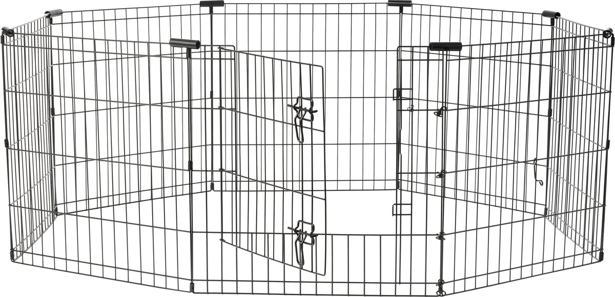 FRISCO Dog & Small Pet Wire Exercise Pen with Step-Through Door, Black ...