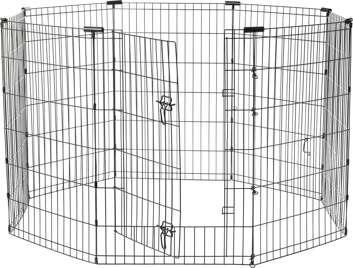 FRISCO Dog & Small Pet Wire Exercise Pen with Step-Through Door, Black ...