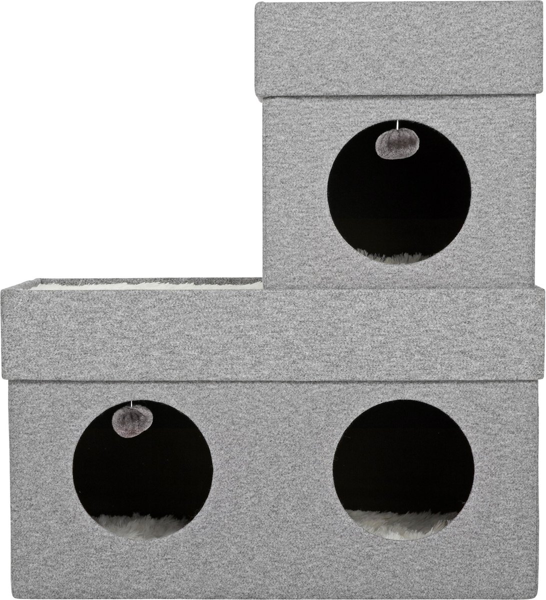 FRISCO Double Cube Stackable & Collapsible Cat Condo, Gray - Chewy.com