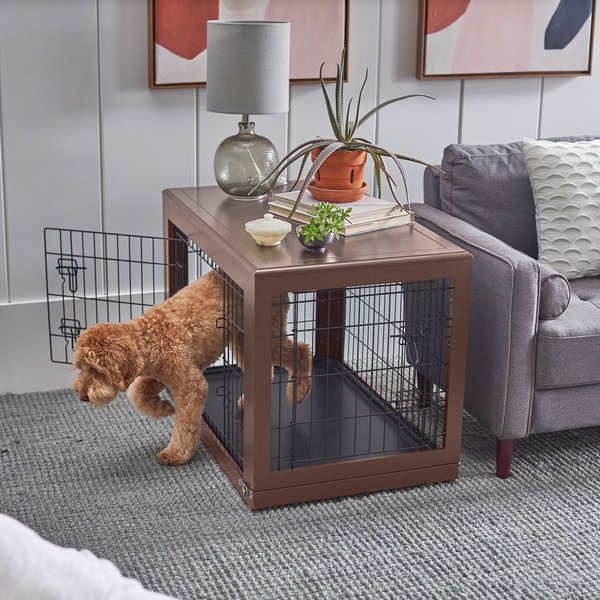 FRISCO Double Door Furniture Style Dog Crate, Brown, Medium - Chewy.com