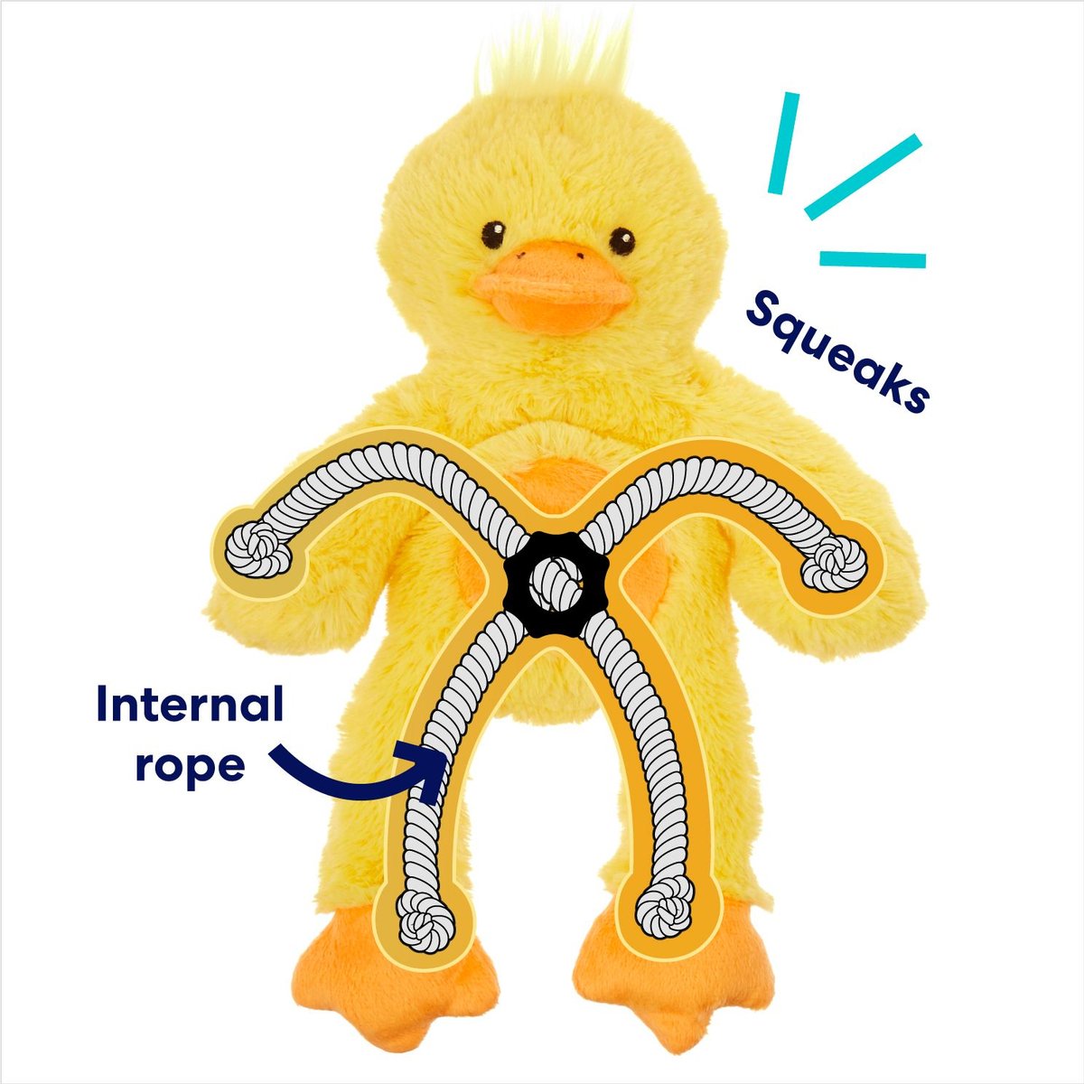 FRISCO Duck Plush with Inside Rope Squeaky Dog Toy, Medium - Chewy.com