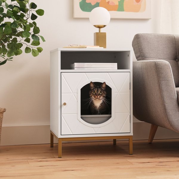 FRISCO Mid-Century Modern Side Table Cat Litter Box Cover, Almond ...