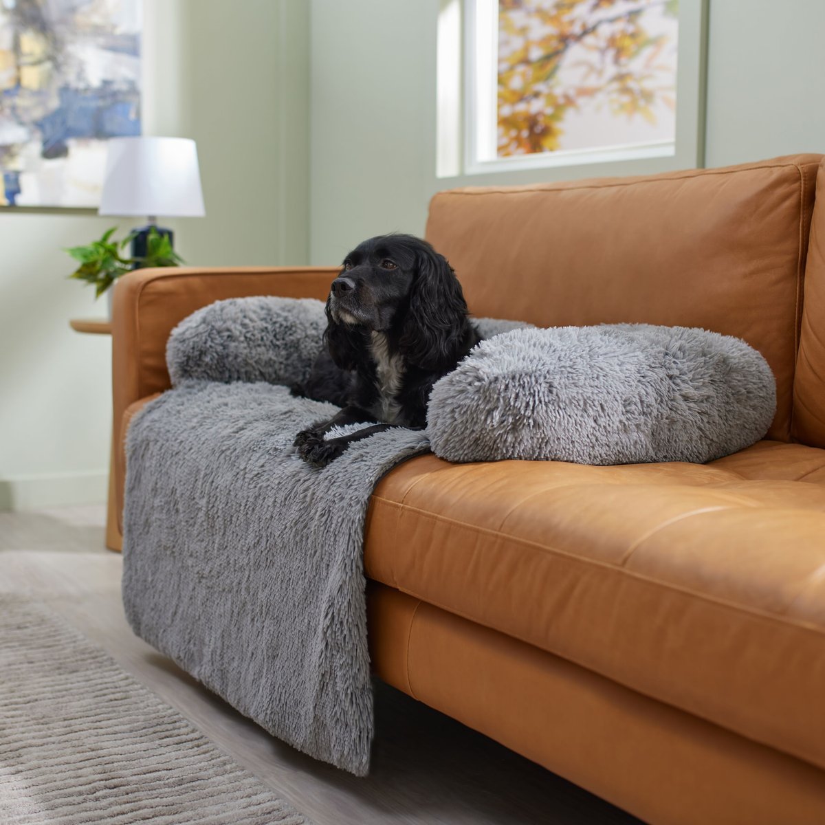 FRISCO Faux Long Fur Bolster Cat & Dog Couch Cover, Smoke Grey - Chewy.com