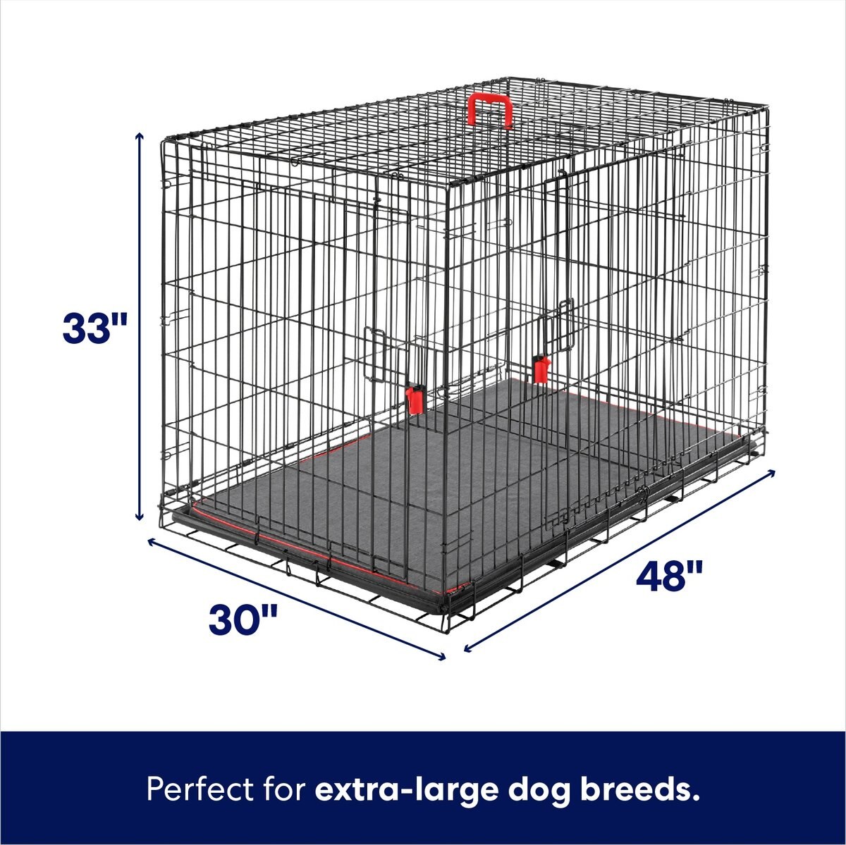 FRISCO Heavy Duty Enhanced Lock Double Door Fold & Carry Wire Dog Crate ...