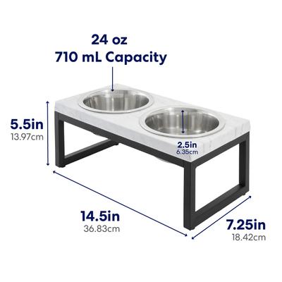 FRISCO Marble Print Stainless Steel Double Elevated Dog Bowl, Black ...