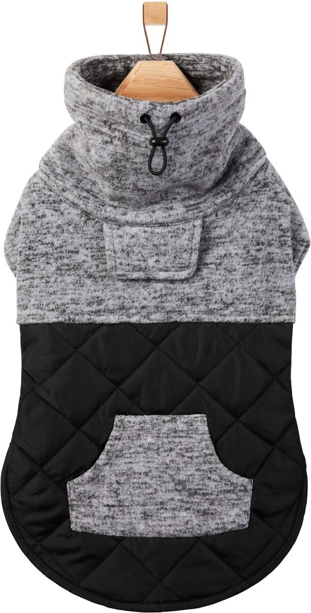 FRISCO Medium Weight Quilted Dog Coat with brushed Fleece Snood, Black ...