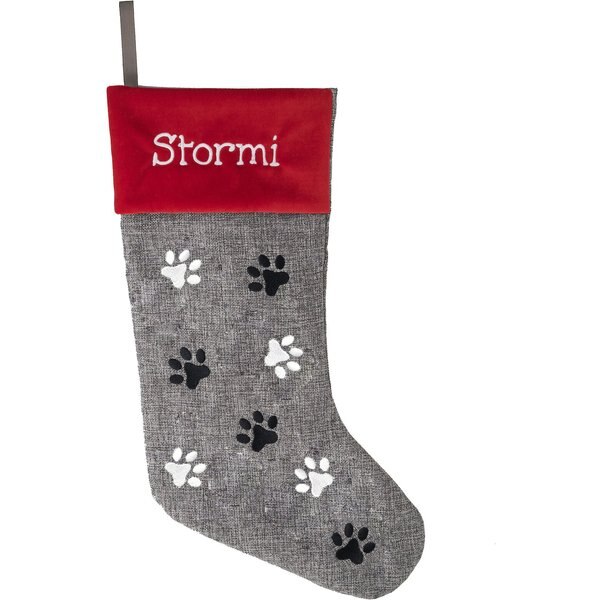 FRISCO Sherpa Plaid Paw Holiday Personalized Dog & Cat Stocking, White ...