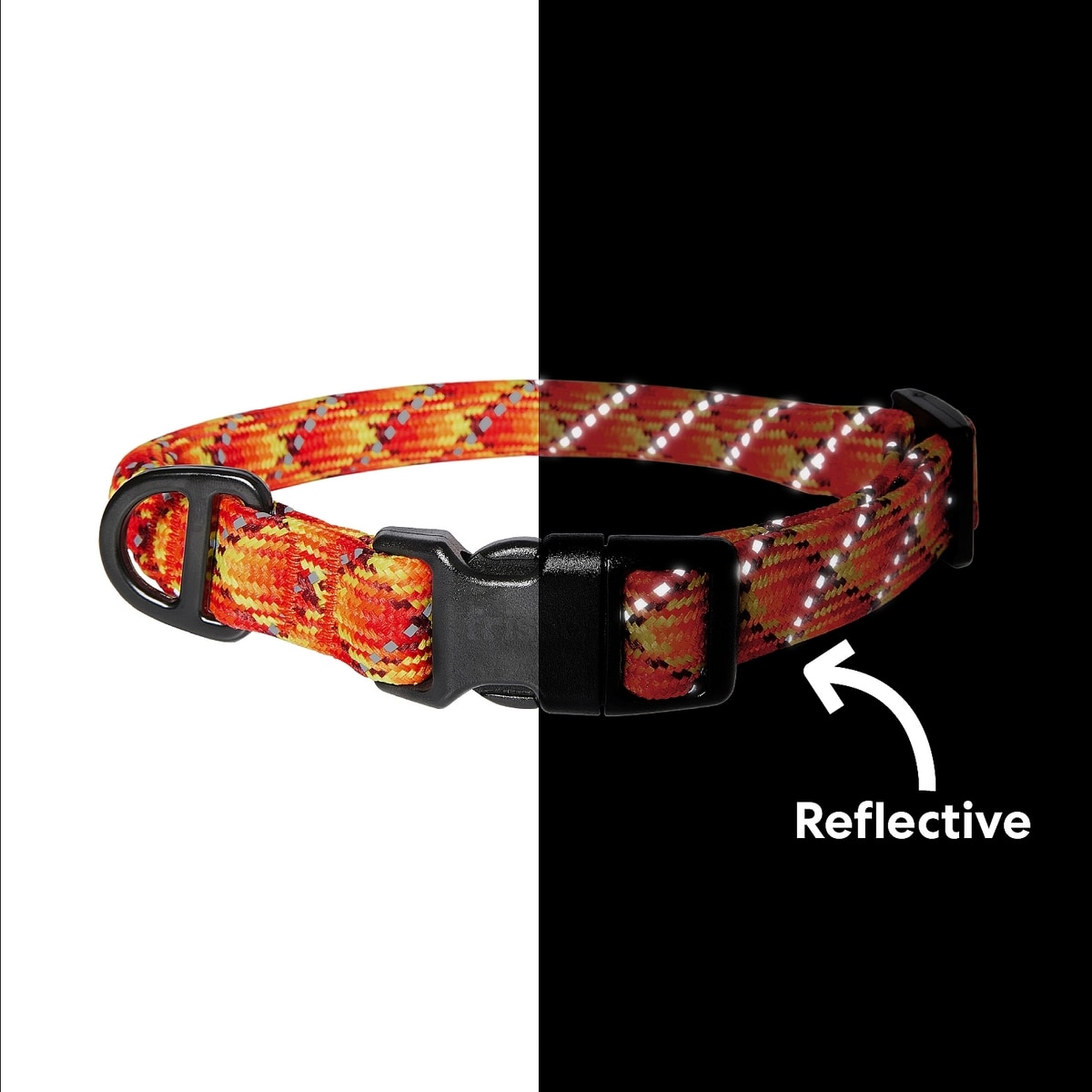 FRISCO Rugged Reflective Rope Dog Collar, Red, 20 to 22-in neck, 1-in ...