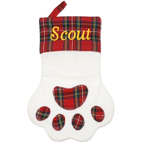 FRISCO Christmas Sherpa Plaid Paw Holiday Personalized Dog & Cat ...