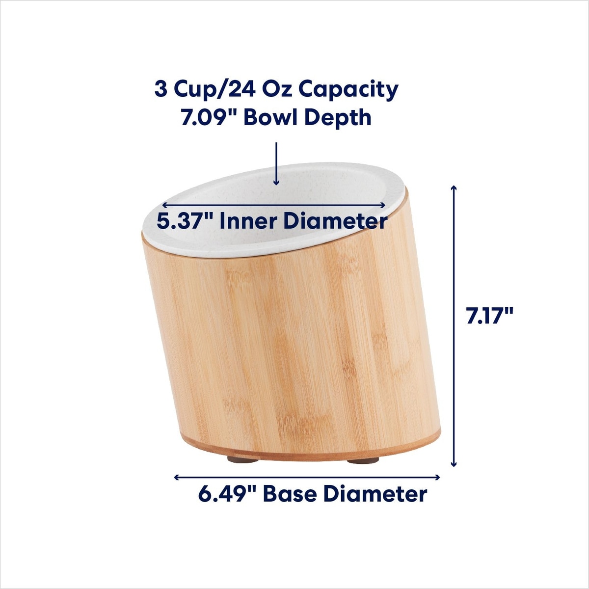 FRISCO Slanted Non-Skid Elevated Bamboo Melamine Bowl with Bamboo Stand ...