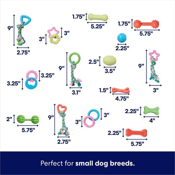 FRISCO Small Breed Puppies Rope & TPR Variety Pack Puppy Toy, 18 count ...