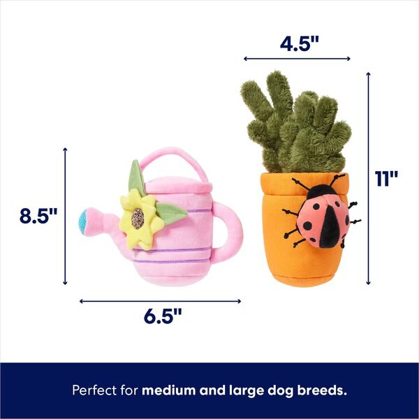 FRISCO Spring Potted Plant & Watering Can Plush Squeaky Dog Toy, Medium ...