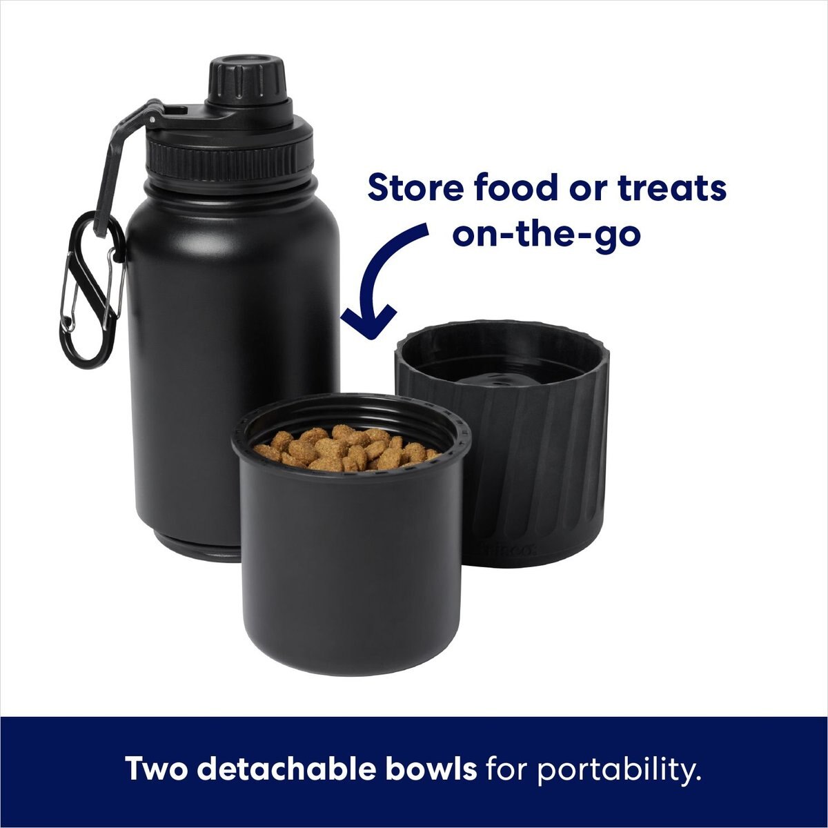 FRISCO Water Bottle with Treat Food Container, Black - Chewy.com