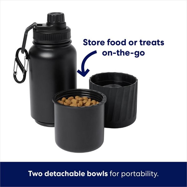 FRISCO Water Bottle with Treat Food Container, Black - Chewy.com
